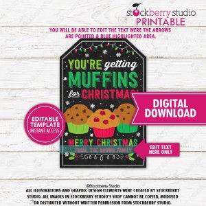 Holiday Muffin Gift Tags Printable Christmas Muffin Tags Funny ...