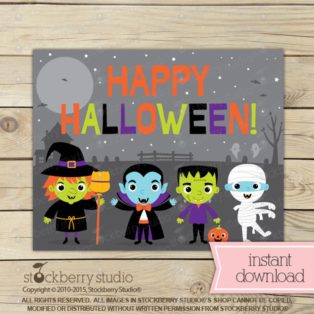 Happy Halloween Sign - Trick or Treat Sign - Halloween Printable Sign ...