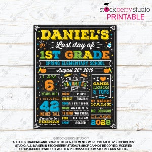 Last Day of School Sign Girl Last Day of School Chalkboard Back to ...