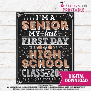First Day of Senior Year Sign Printable Girl First Day of 12th Grade ...