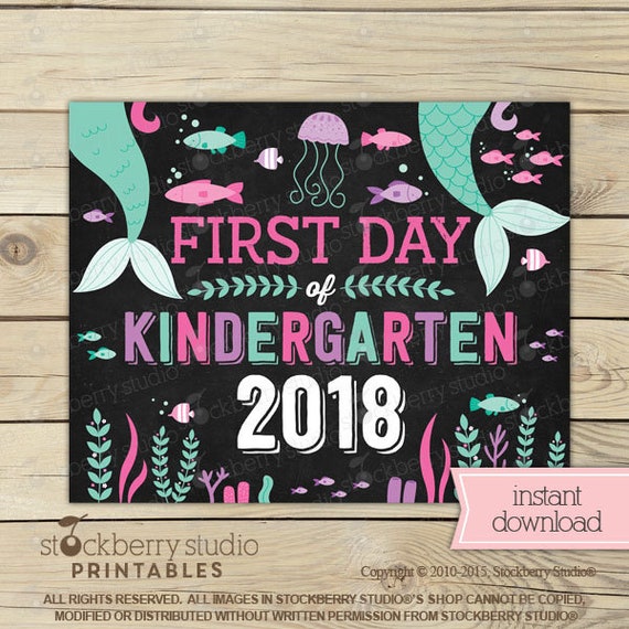 Items similar to Mermaid First Day of Kindergarten Sign Instant ...