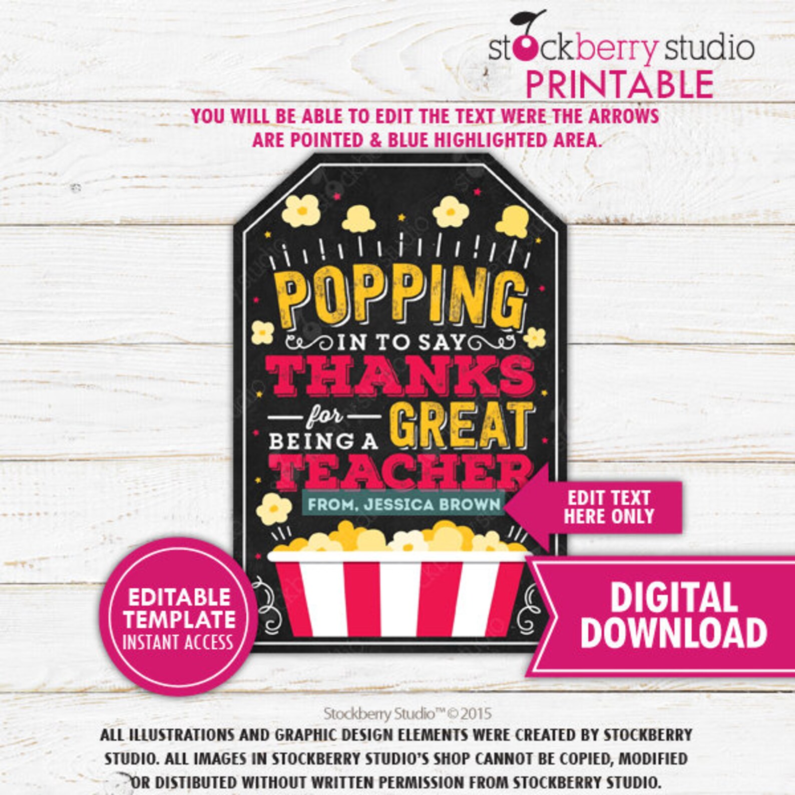 Popcorn Thank You Tags Teacher Appreciation Week Gift - Etsy