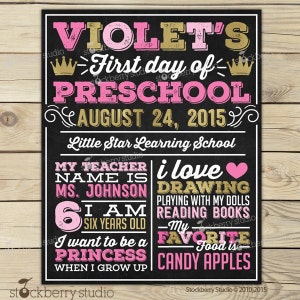 First Day of School Chalkboard Girl Back to School Printable ...