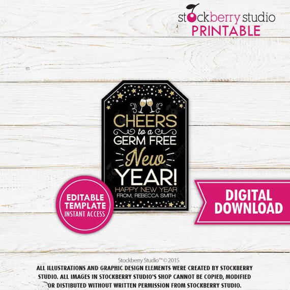 New Years Hand Sanitizer New Year Soap Gift Tag New Years Eve Favor Tag ...