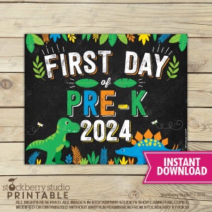 Dinosaur First Day of Prek Sign Instant Download Dinosaurs First Day of ...