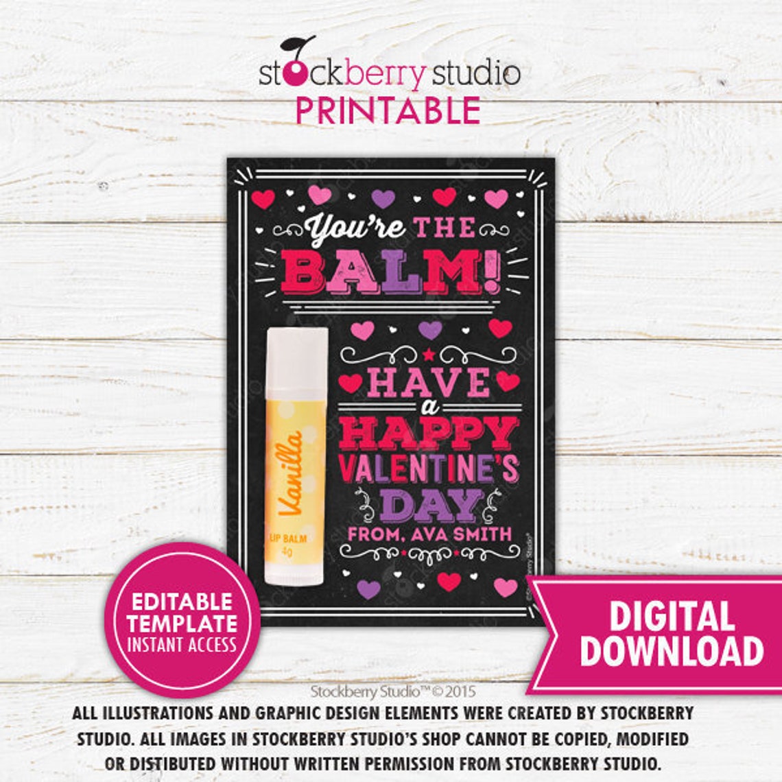 You're the Balm Valentine Gift Tag Lip Balm Valentine Card Printable ...