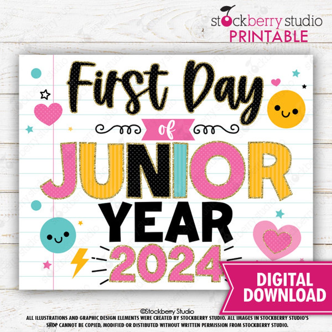 First Day of Junior Year Sign Girl 1st Day of 11th Grade Printable High ...