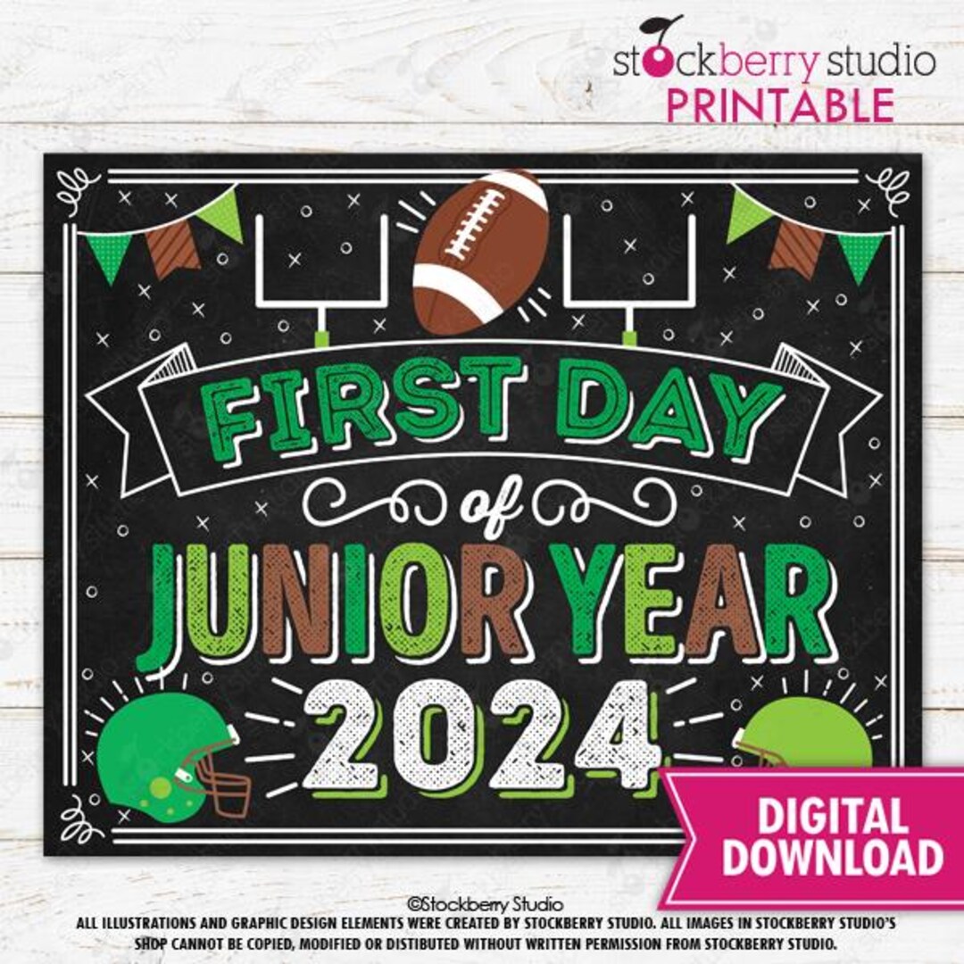 Football First Day of Junior Year Sign Boy 1st Day Sports 11th Grade ...