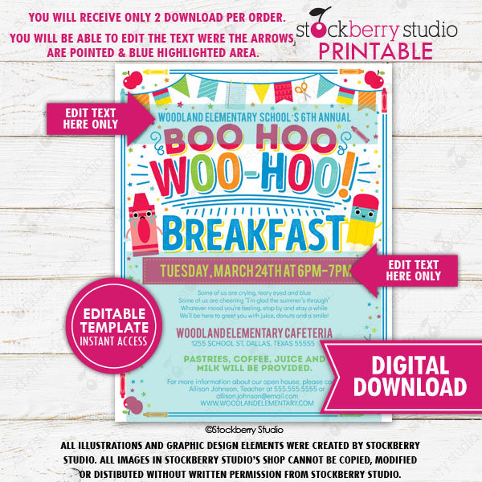 Boo Hoo Woo Hoo Back to School Breakfast Social Flyer Invite - Etsy
