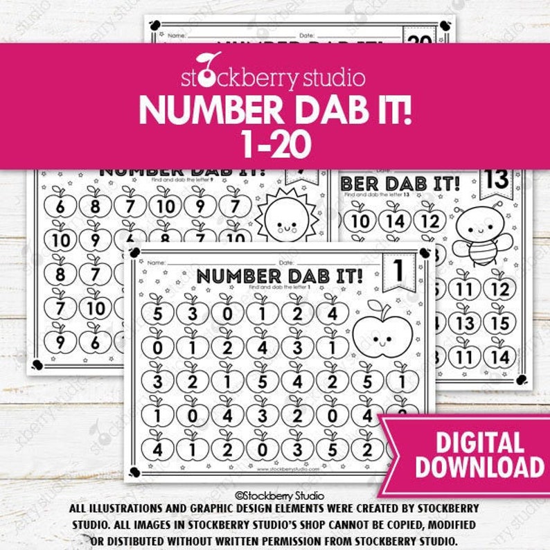 Number Dab It Worksheets Printable Learn to Count Math Pre K - Etsy