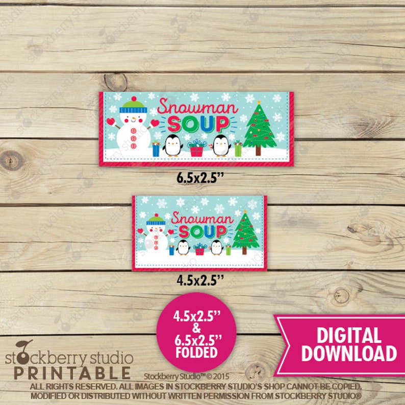 Snowman Soup Bag Topper Printable Snowman Soup Labels Digital Snowman ...