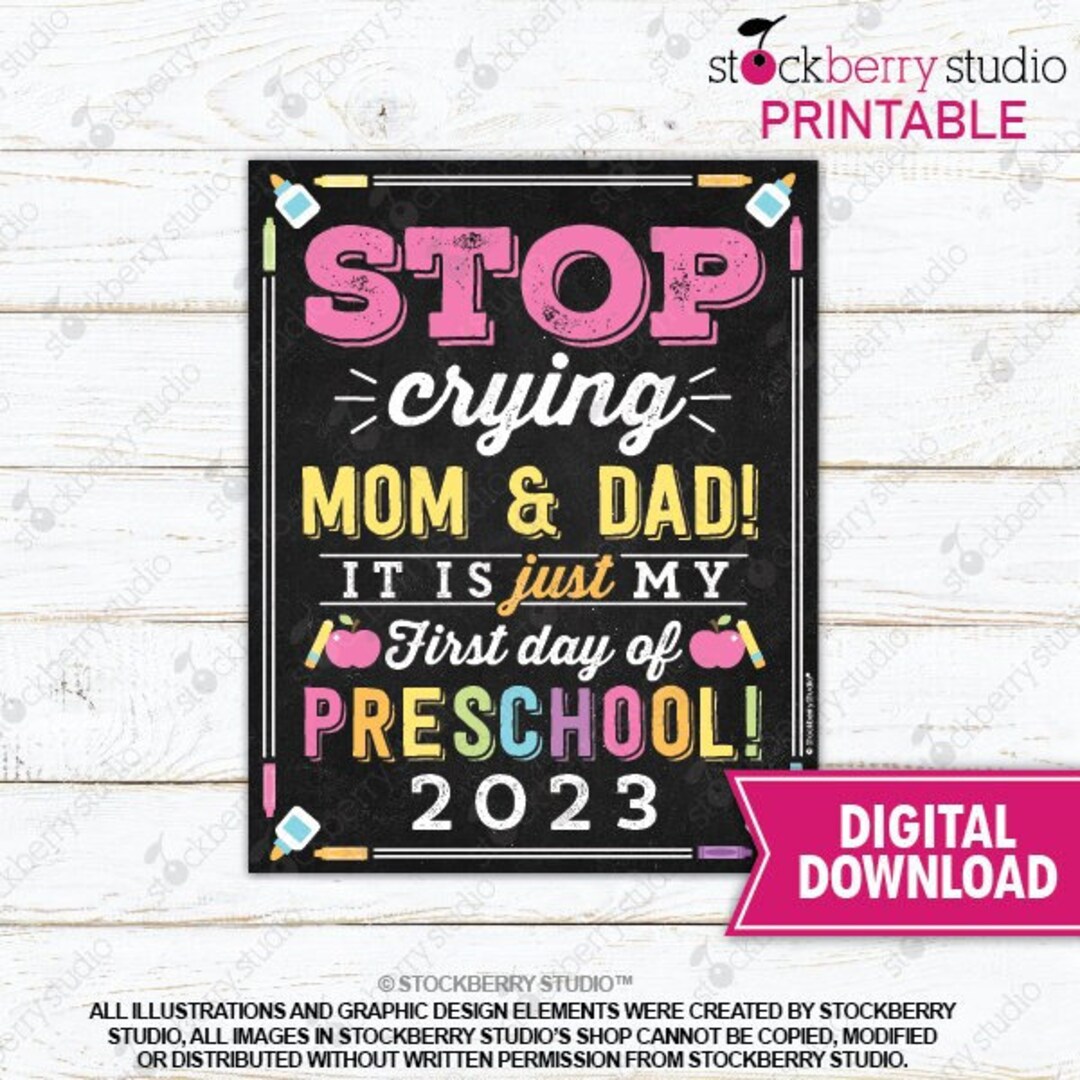 Stop Crying Mom & Dad Sign Printable Girl First Day of - Etsy Canada