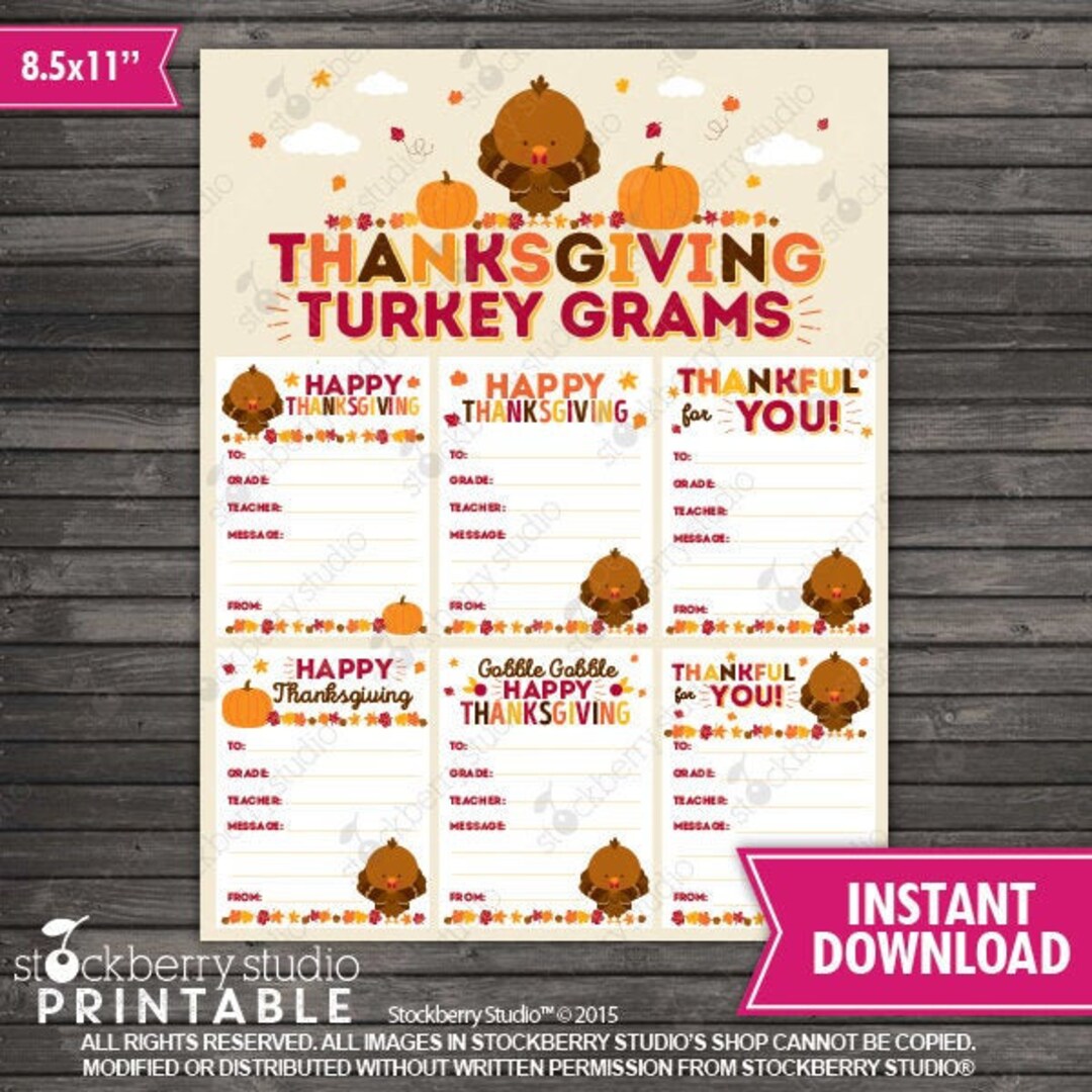 Thanksgiving Turkey Candy Gram Flyer - Thanksgiving Gram Form Printable ...