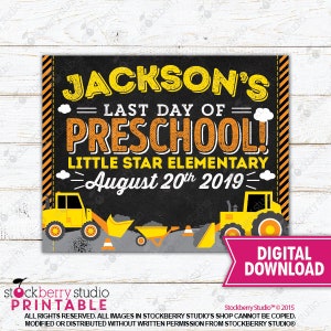 Last Day of School Sign Printable Last Day of Preschool Sign Last Day ...