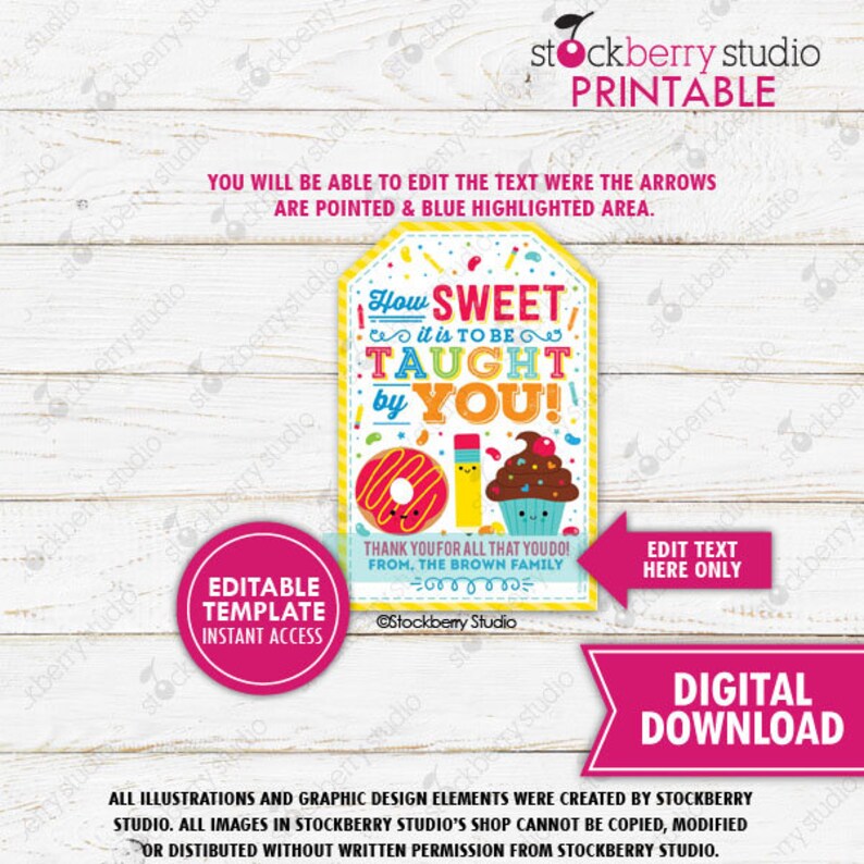 Teacher Gift Tags Teacher Candy Cupcake Cookie Tag How Sweet - Etsy