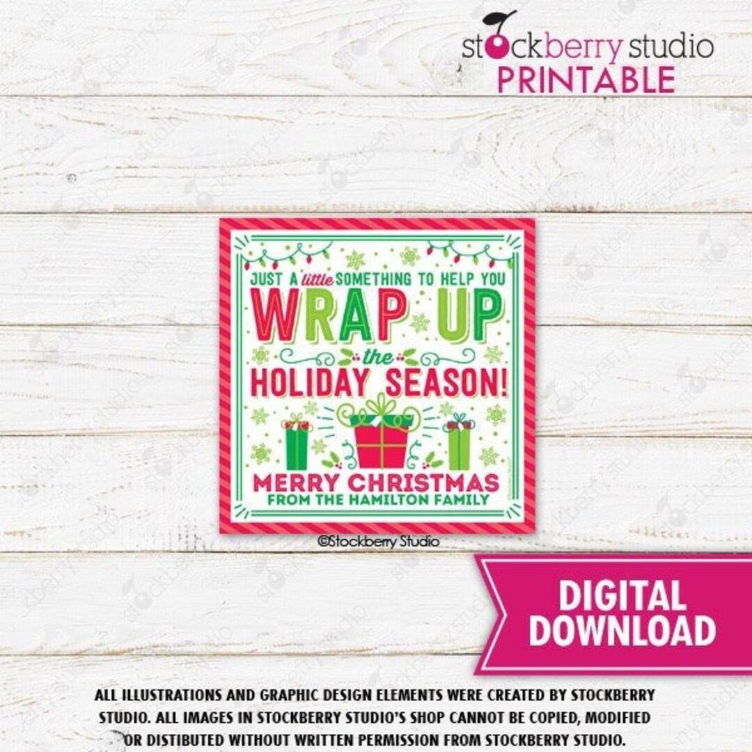 Christmas Wrapping Paper Gift Tag Just a Little Something to Wrap up ...