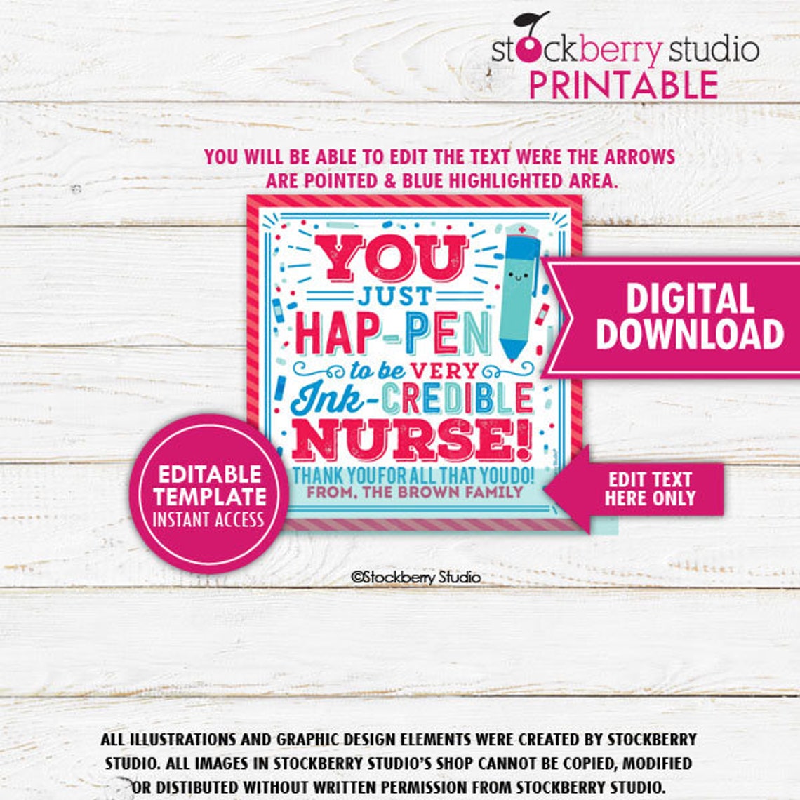 Nurse Gift Tag Pen Label Nurse Appreciation Week Hap-pen to Be | Etsy