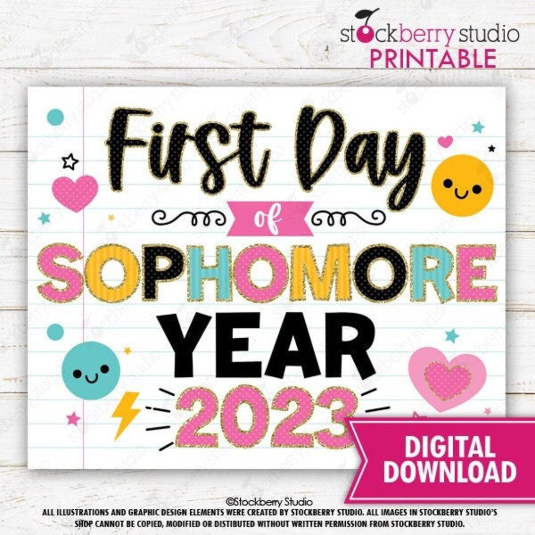 First Day of Sophomore Year Sign Girl 1st Day of 10th Grade - Etsy