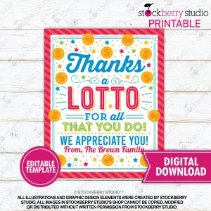 Lotto Tag Lottery Gift Tag Thanks A Lotto for All That You Do Lottery ...