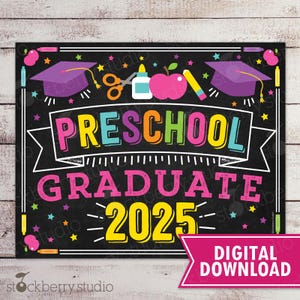 Girl Preschool Graduation Sign Printable Last Day of Preschool Sign ...