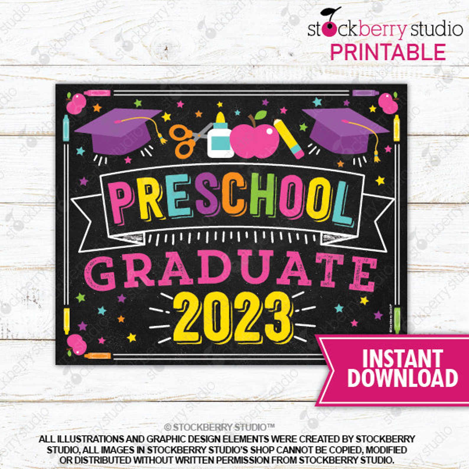 Girl Preschool Graduation Sign Printable Last Day of Preschool - Etsy