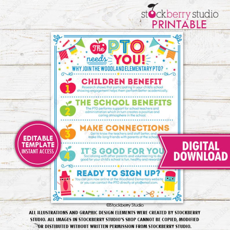 PTO PTA Recruitment Flyer School Fundraiser Event Volunteer - Etsy