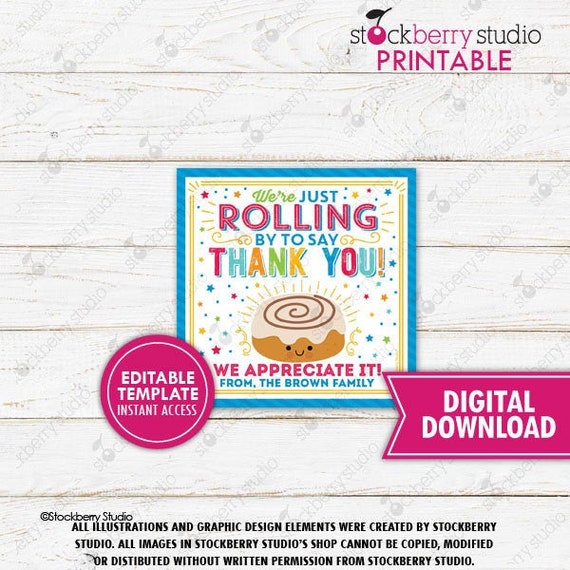 Cinnamon Roll Gift Tag Teacher Appreciation Gift Staff Employee Nurse ...