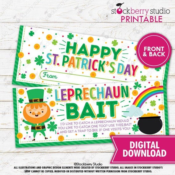 St Patrick's Day Leprechaun Bait Treat Bag Topper Cereal Goodie Bag ...