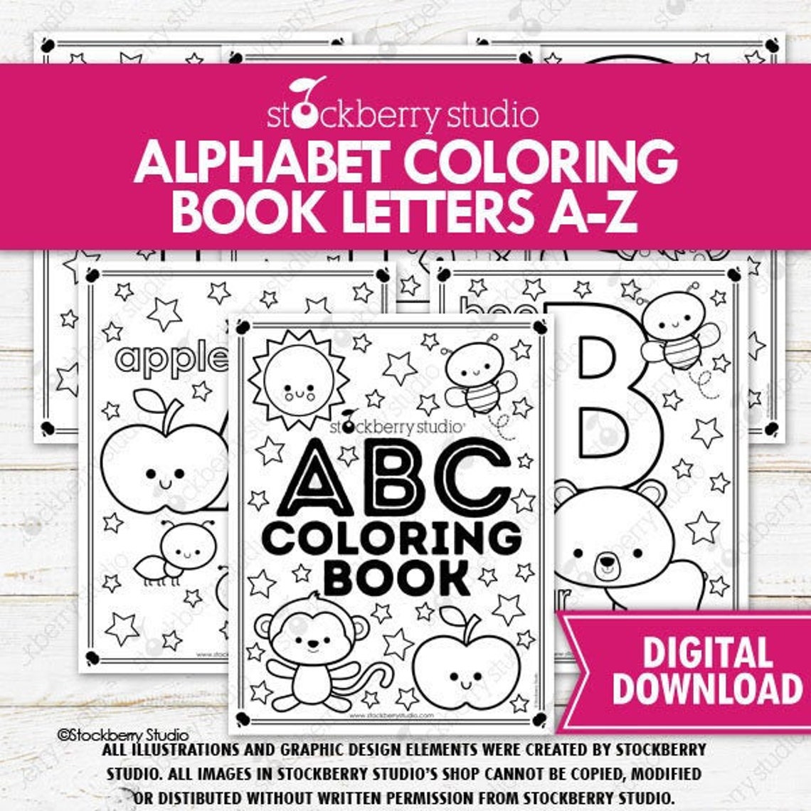 Alphabet Coloring Pages Printable Phonics Literacy ABC Letters - Etsy