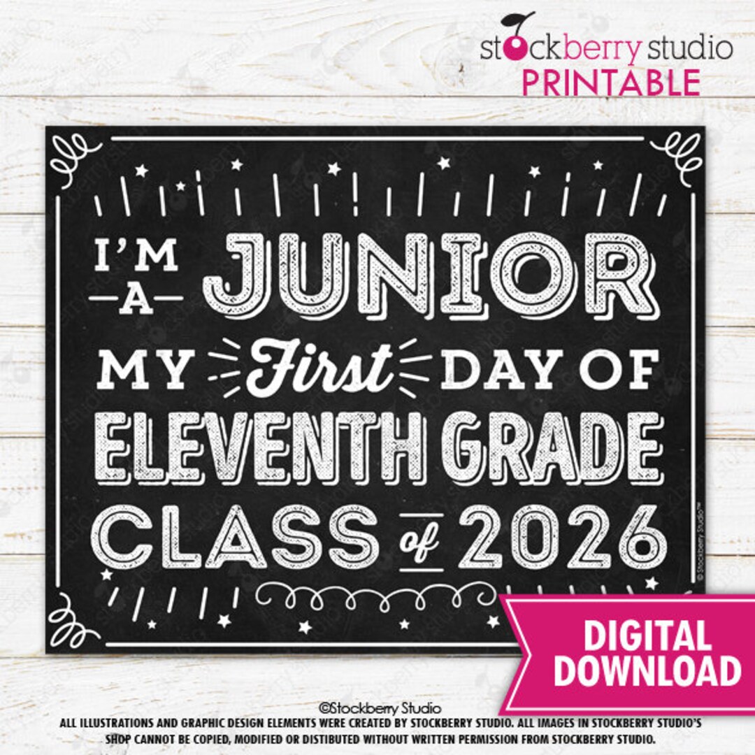 First Day of Junior Year Sign First Day of 11th Grade Sign Class of ...