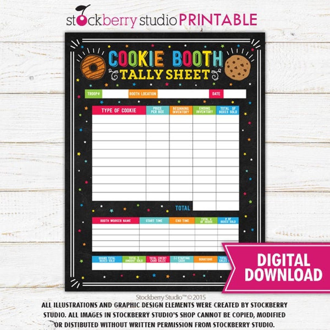 Cookie Tally Sheet Printable Cookie Inventory List Cookie Sales Tracker ...