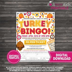 Bingo Night Form Flyer Printable Fundraiser Community Event Invitation ...