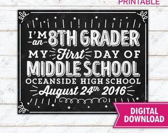 First Day of Eighth Grade Sign - Etsy
