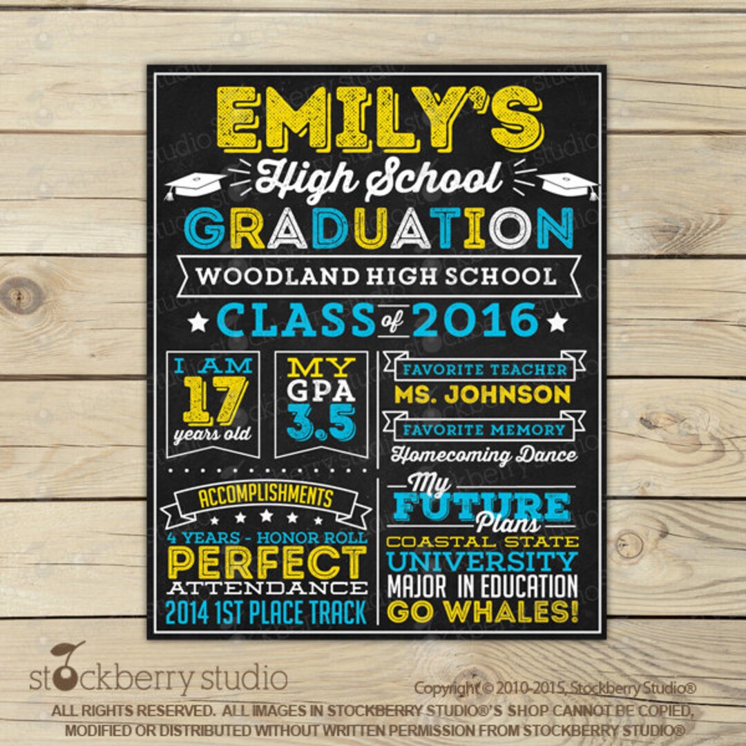 High School Graduation Chalkboard Sign Printable Graduation - Etsy