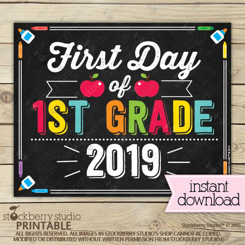 First Day of 1st Grade Sign 1st Day of School Printable | Etsy