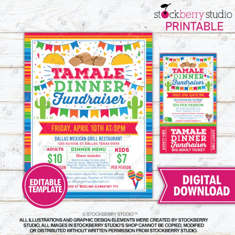 Tamale Dinner Flyer Printable Template Tamale Fundraiser - Etsy
