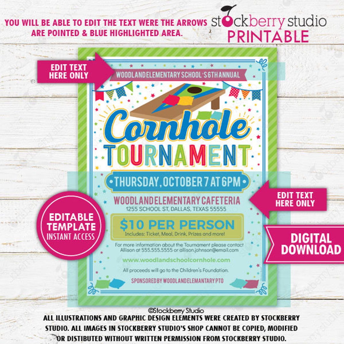 Cornhole Tournament Flyer Summer Fall Backyard Party - Etsy