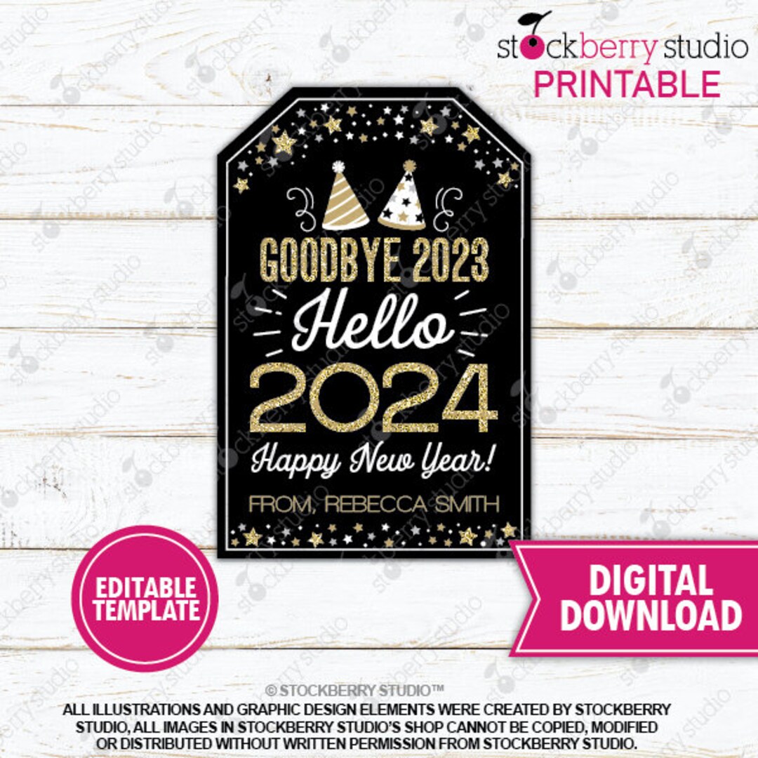New Years Gift Tag Goodbye 2023 Hello 2024 New Year Tags - Etsy