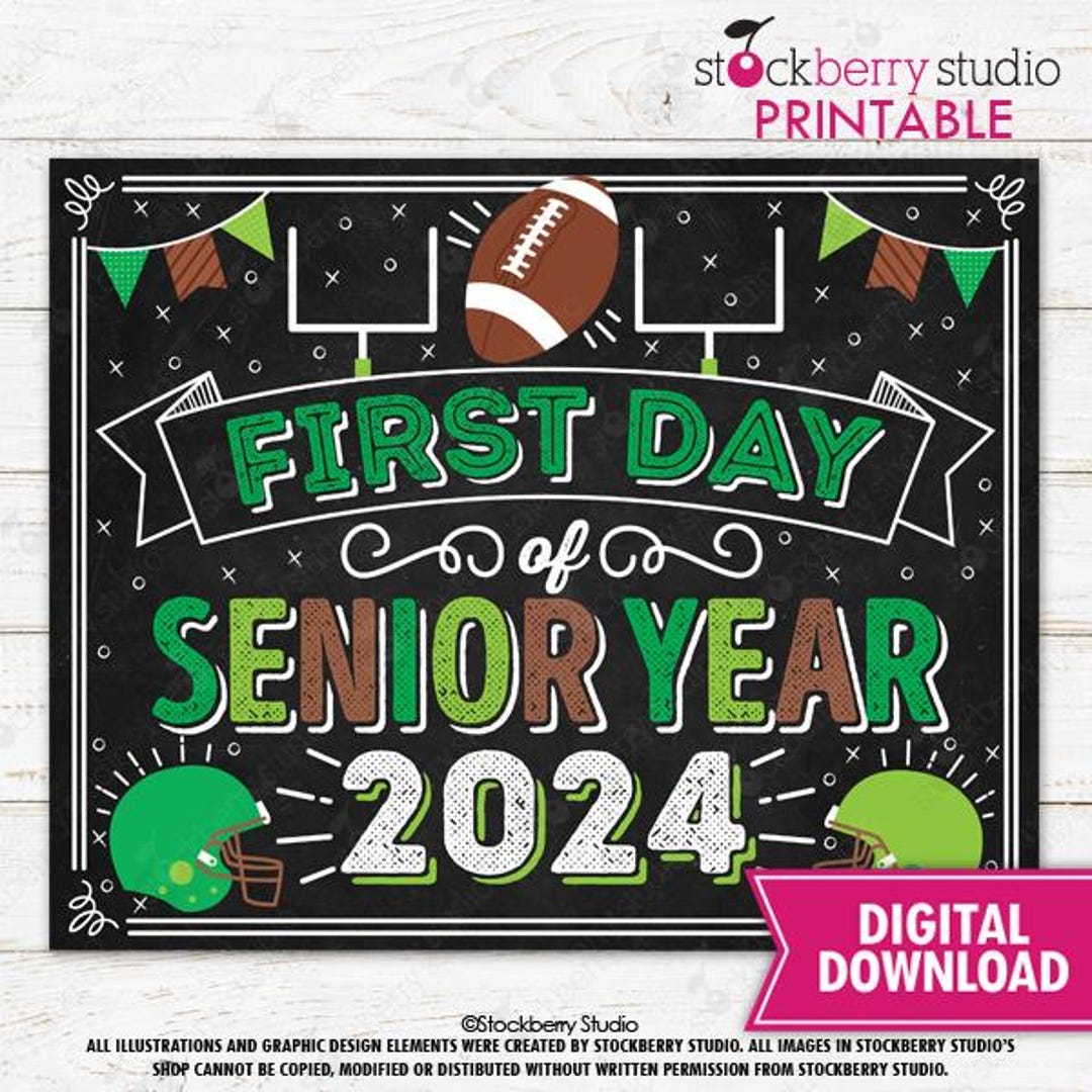 Football First Day of Senior Year Sign Boy 1st Day Sports 12th Grade ...