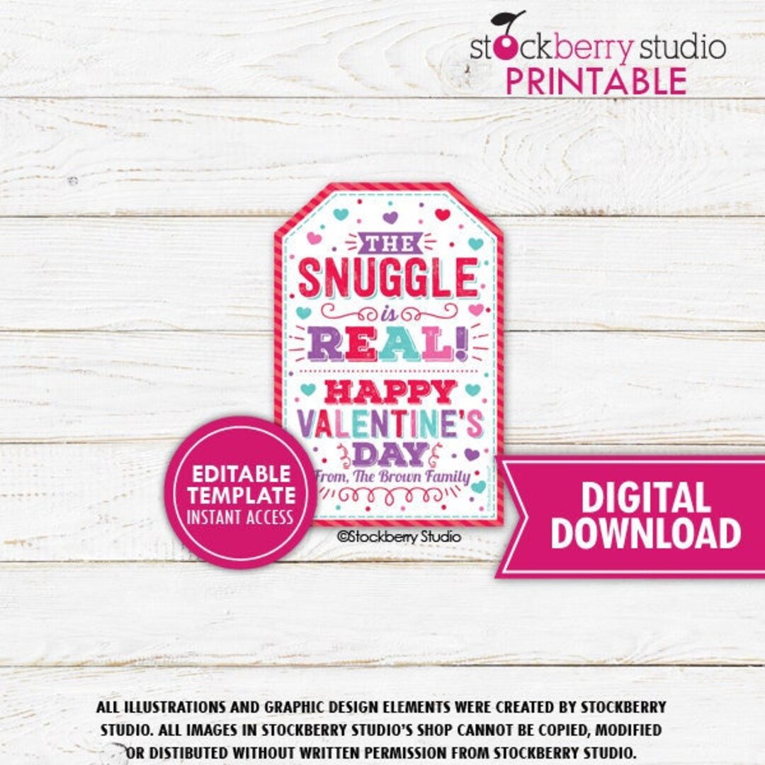Valentine's Day Gift Tags Printable the Snuggle is Real Blanket Mitten ...
