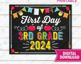 First Day of 3rd Grade Sign, First Day of School Sign, Printable 3rd ...