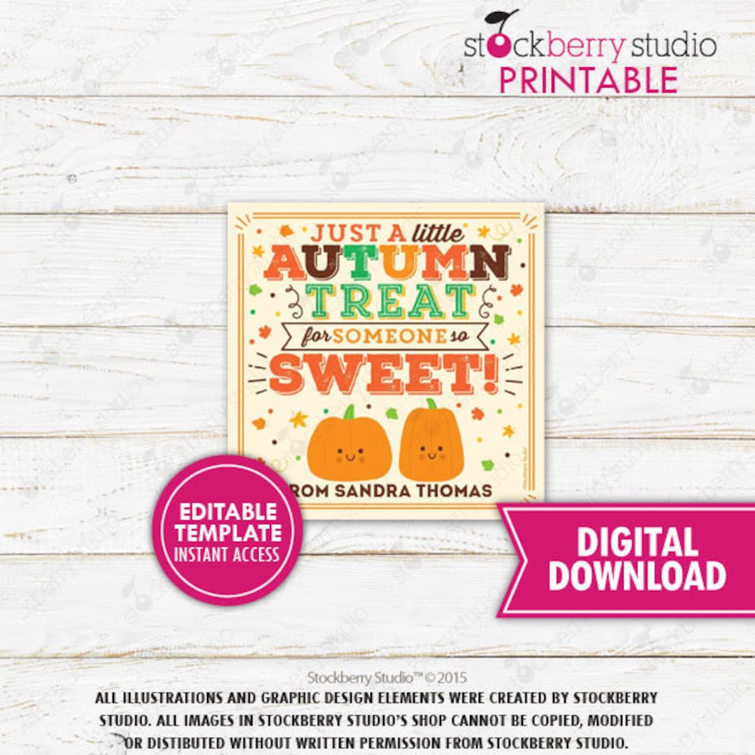 Fall Gift Tag Autumn Treat Label Teacher Appreciation Staff Employee ...