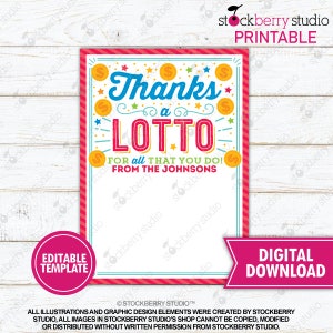 Lottery Ticket Holder Printable Thanks A Lotto for All That You Do ...