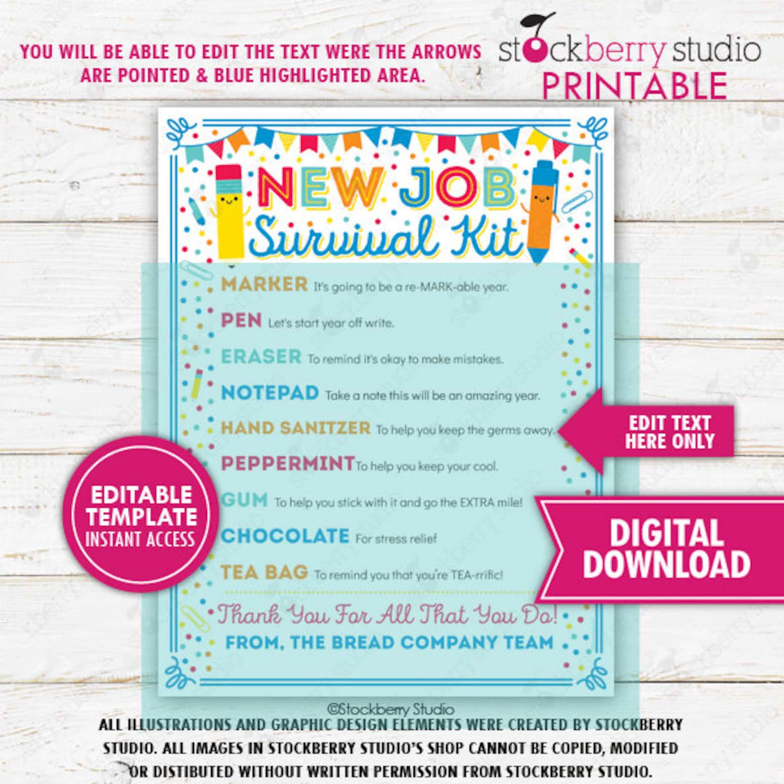 New Job Survival Kit Printable Career Congratulations Gift - Etsy