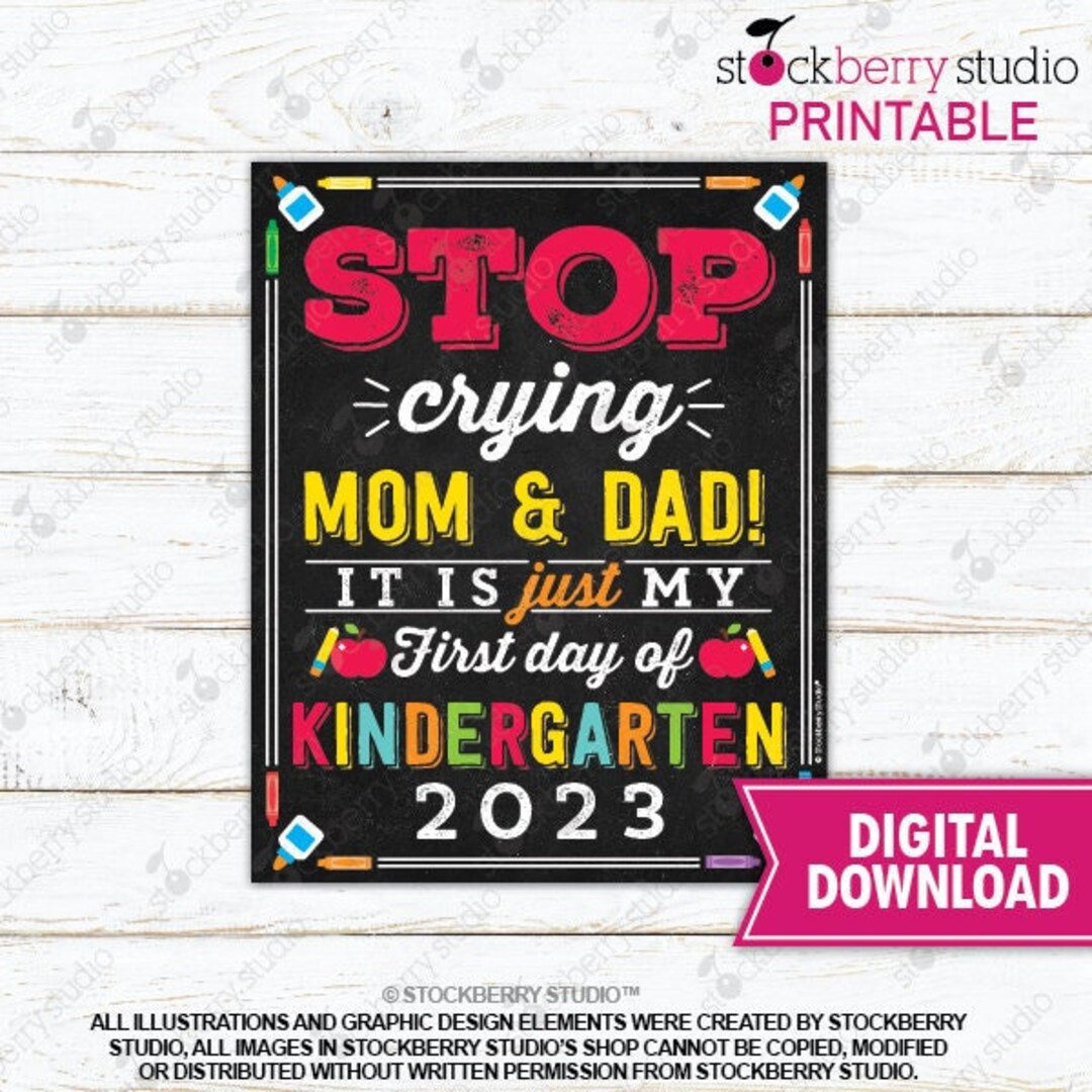 Stop Crying Mom and Dad Sign Printable First Day of - Etsy