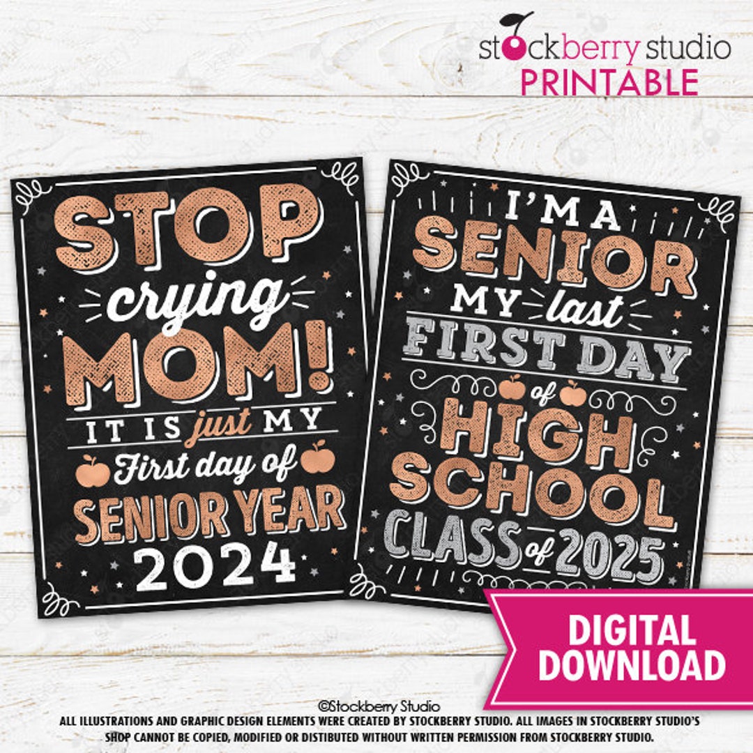 First Day of Senior Year Sign Printable Girl First Day of 12th Grade ...