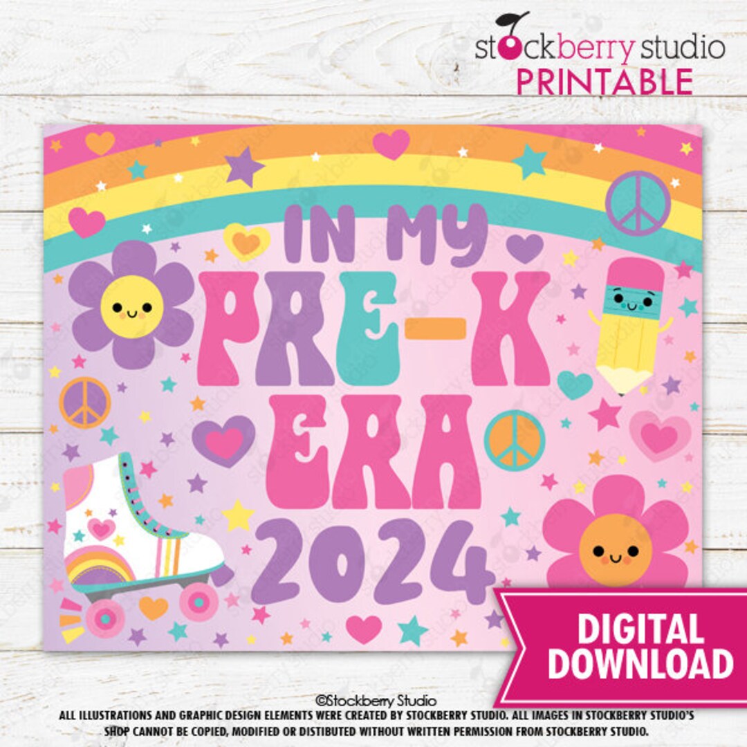 Groovy First Day of Pre-k Sign in My Prek Era Retro Boho Pre K Rainbow ...