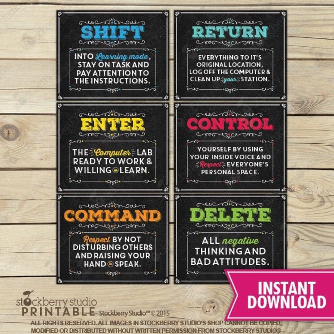 Computer Lab Poster Printable - Computer Lab Decor - Computer Class ...