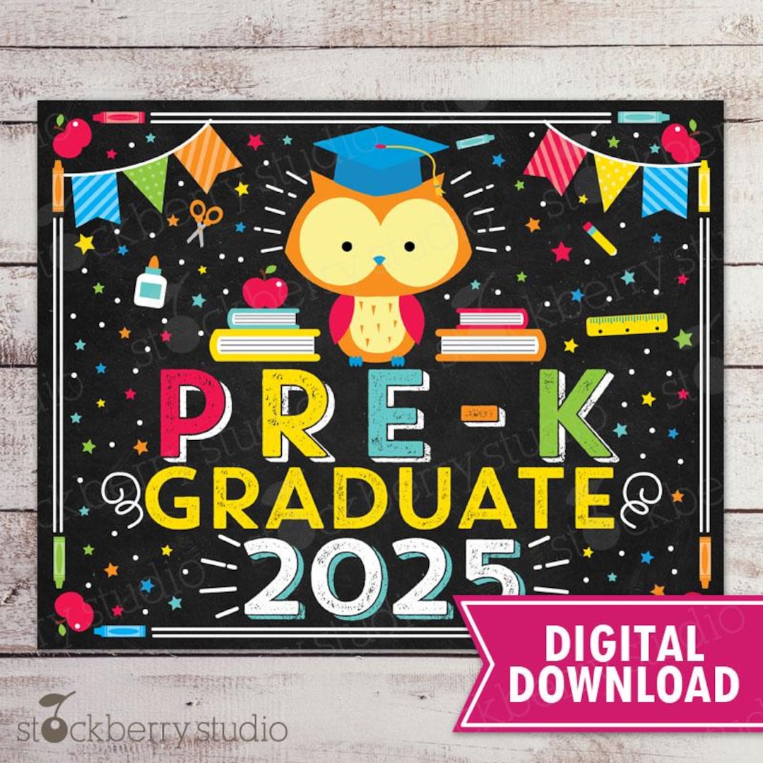 Owl Pre-k Graduation Sign Printable Last Day of Prek Sign Last Day of ...
