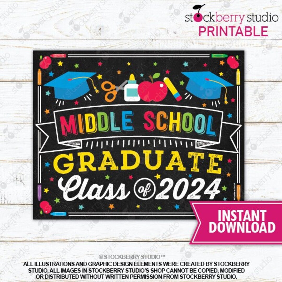 Middle School Graduation Sign Printable Last Day of 8th Grade Sign Last ...